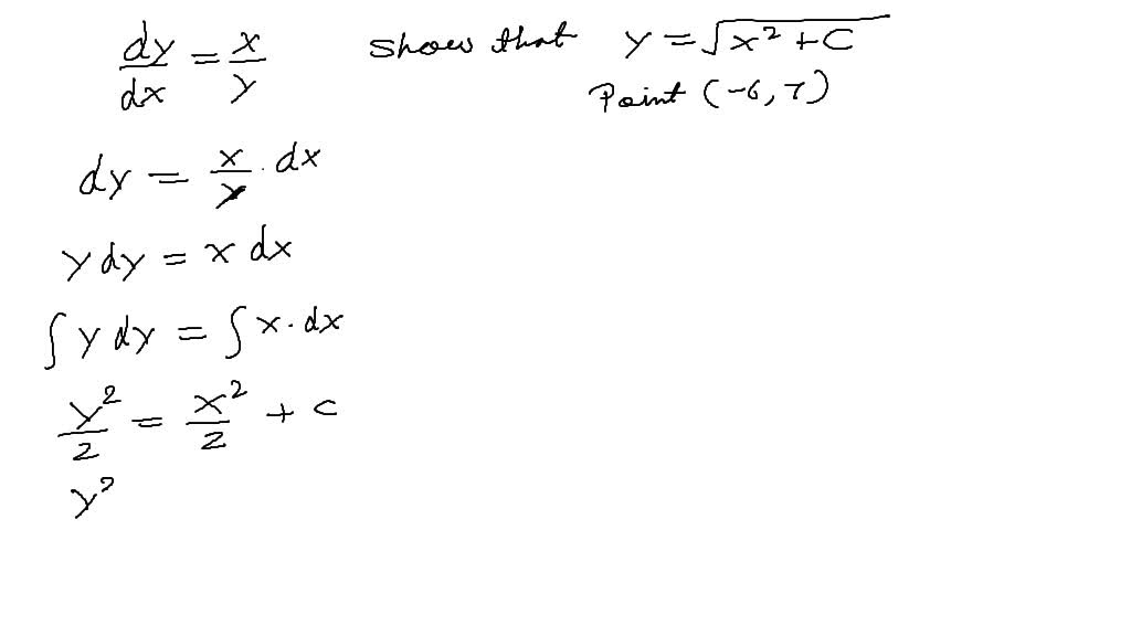SOLVED Show That Y x 2 C Is A Solution Of The Differential Equation