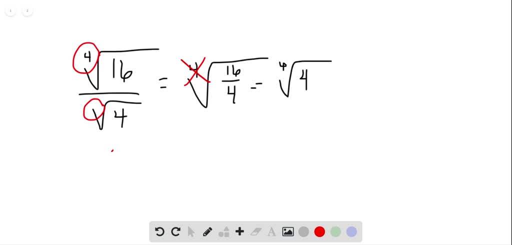 SOLVED:Find and correct the error. See a Concept Check in this section. (√(16))/(√(4))=√((16)/(4 ...
