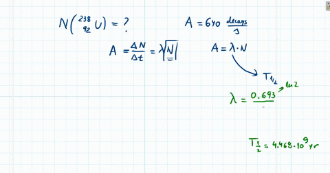 SOLVED:(II) How many nuclei of (238)/(92) U remain in a rock if the ...