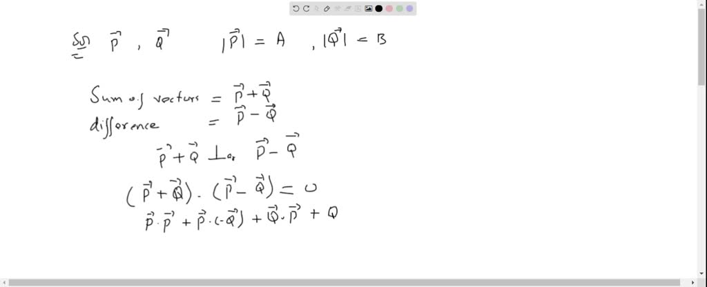 SOLVED:The sum of P^→ and Q^→ is at right angles to their difference ...