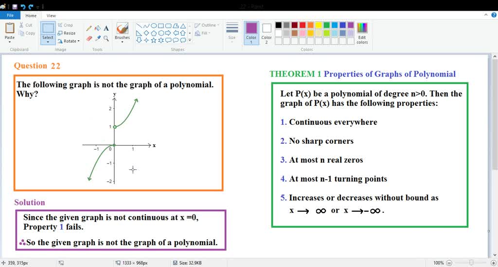 SOLVED:Explain why each graph is not the graph of a polynomial function. (GRAPH CAN NOT COPY)