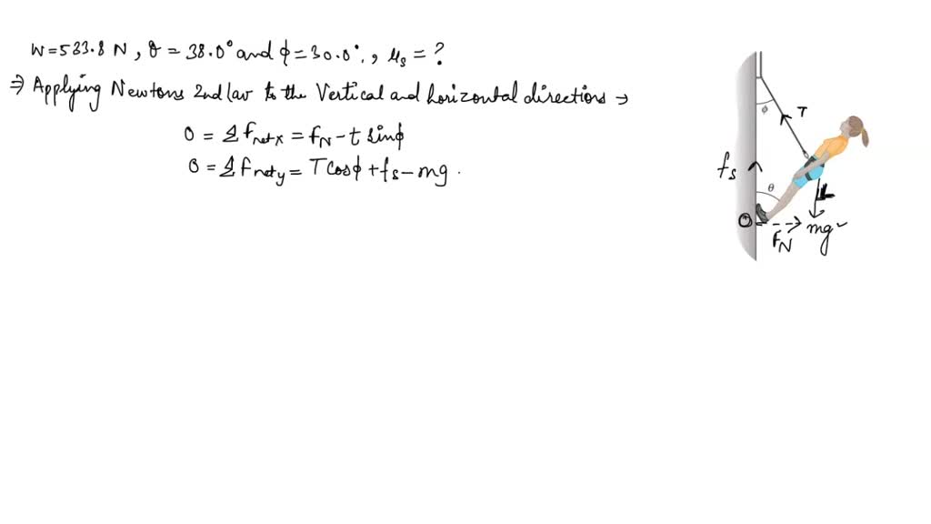In Fig. 12-31, a climber with a weight of 533.8 N is held by a belay ...