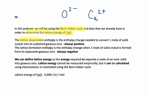 SOLVED:Use the Born-Haber cycle and data from Appendix IVB and Table 10.3 to calculate the ...