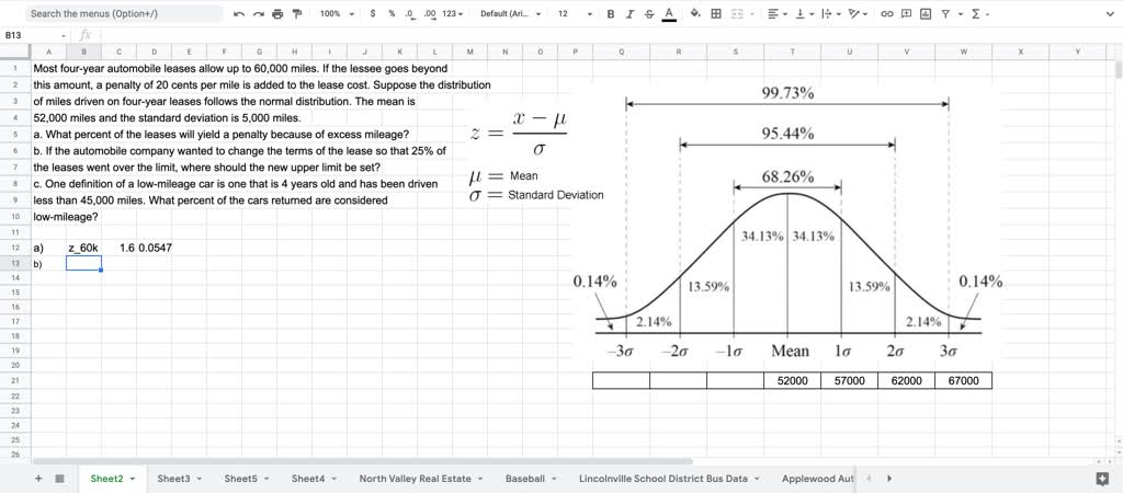 SOLVED:Most four-year automobile leases allow up to 60,000 miles. If ...
