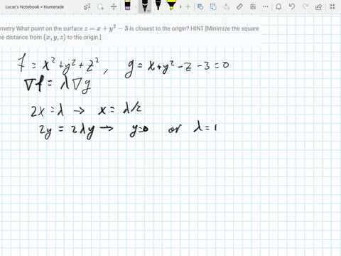 SOLVED: Let f(x, y, z) be the sum of the three distances: from (x, y, z) to the y-axis, from (x ...