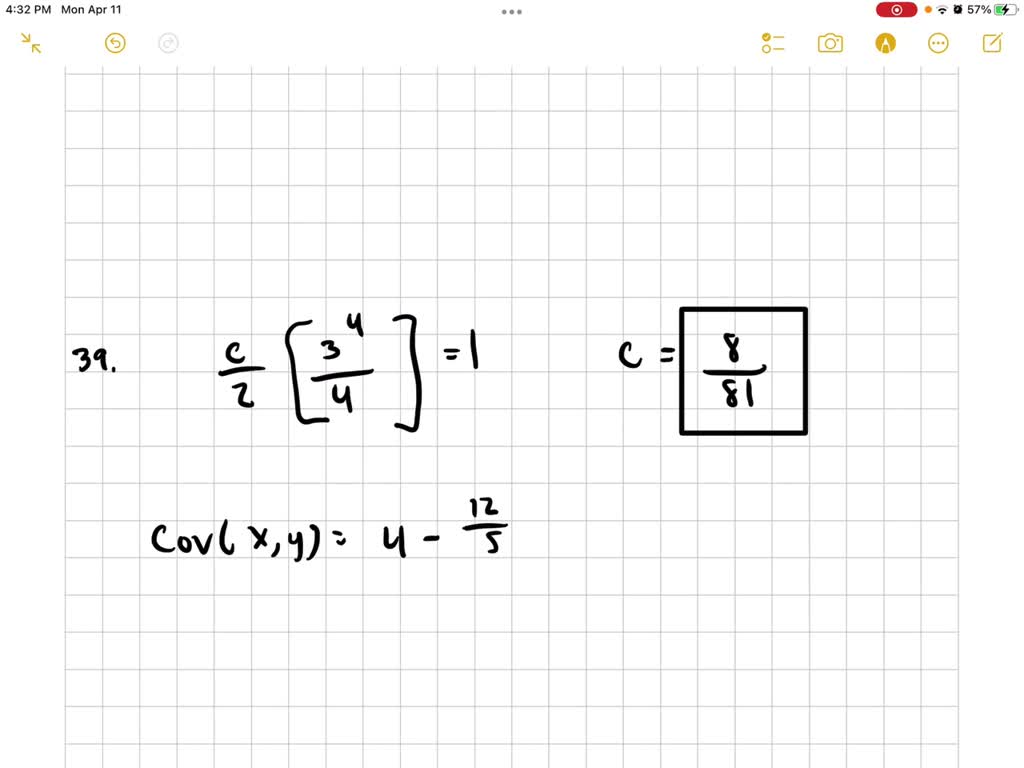 SOLVED:Determine the value for c and the covariance and correlation for ...