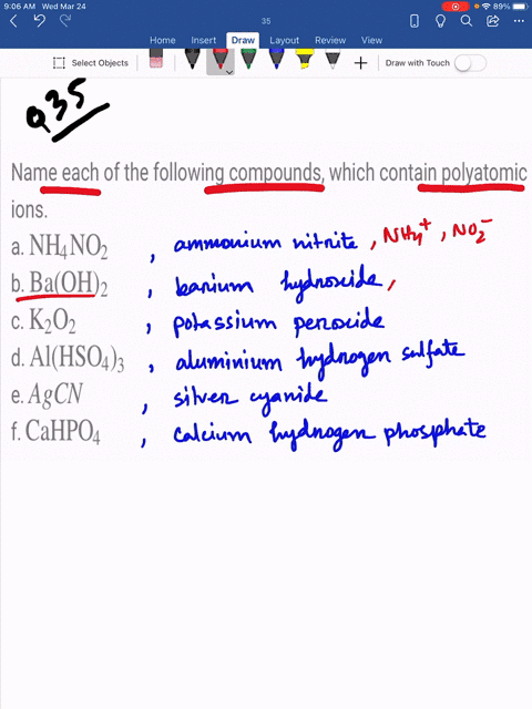 SOLVED:Name each of the following compounds, which contain polyatomic ions. a. NH4 NO2 b. Ba(OH ...