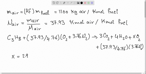 SOLVED: Propane fuel (C3 H8) is burned with an air-fuel ratio of 25 in an atmospheric pressure ...
