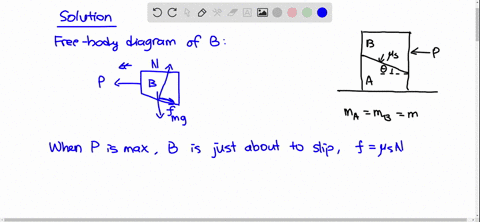 SOLVED: Block A and B each have a mass m . Determine the largest horizontal force 𝐏 which can be ...