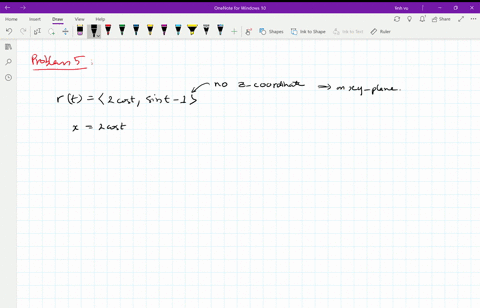 SOLVED:Sketch the curve traced out by the given vector valued function by hand. 𝐫(t)= 2 cost, sint-1