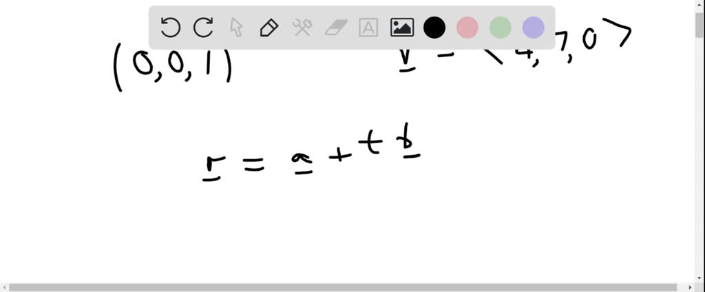 Find equations of the following lines. The line through (0,0,1) in the ...