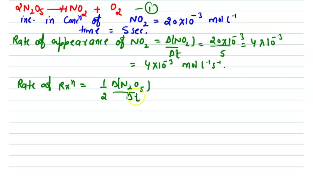 SOLVED:The reaction; 2 N2 O5 4 NO2+O2, shows an increase in ...