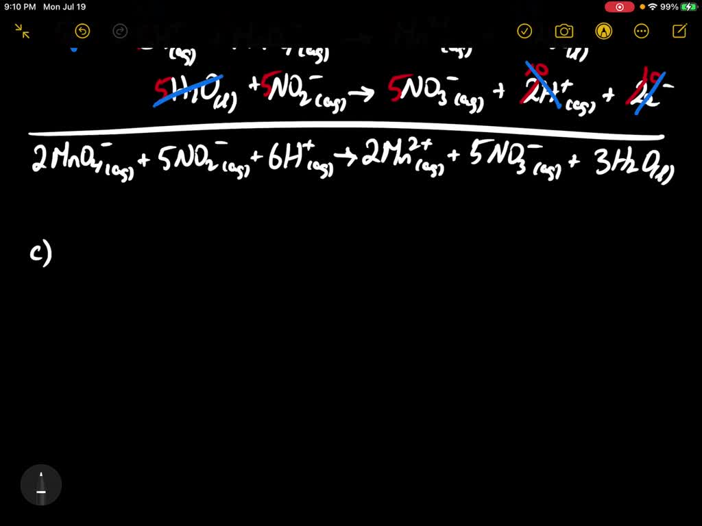 SOLVED:Write balanced equations for the following reactions in acid ...