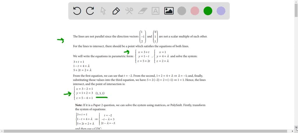 SOLVED:Determine whether the lines l, and l2 are parallel, skew or ...
