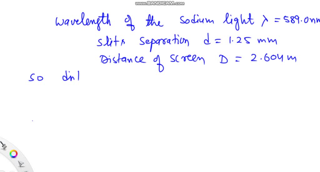 SOLVED:A double-slit experiment is performed with sodium light (λ=589.0 ...
