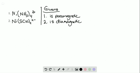 SOLVED: Both Ni(NH3)4^2+ and Ni (SCN)4^2- have four ligands. The first ...