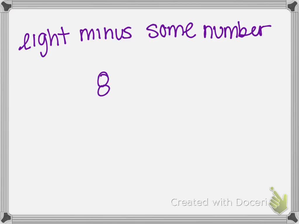 Translate to a variable expression. eight minus some number | Numerade