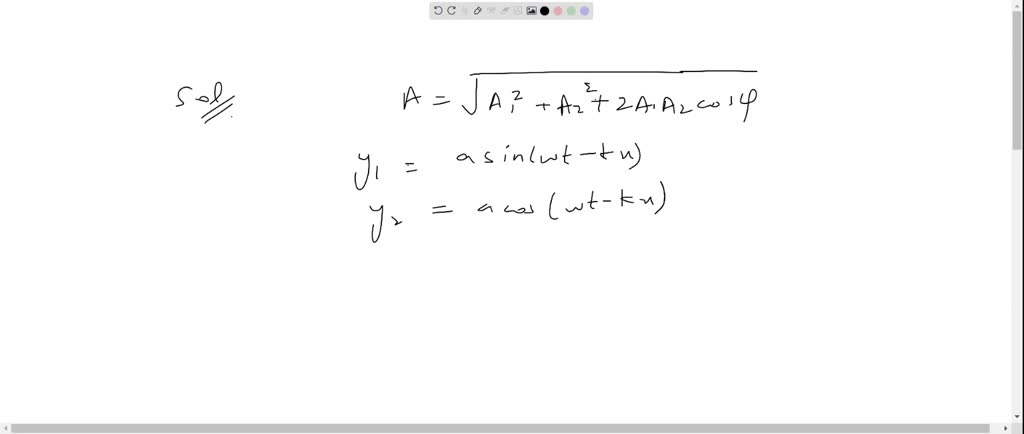 Solved Two Waves Represented By Y A Sin ωt K X And Y A Cos ωt K X Are