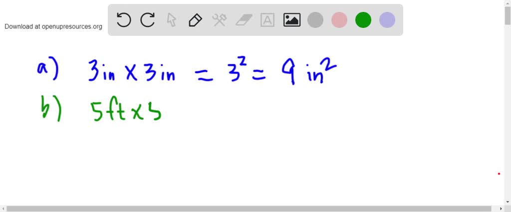 SOLVED:a. A square is 3 inches by 3 inches. What is its area? b. A ...