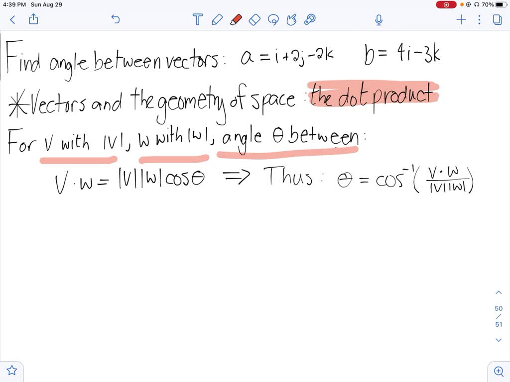 SOLVED:Find the angle between the vectors. (First find an exact ...