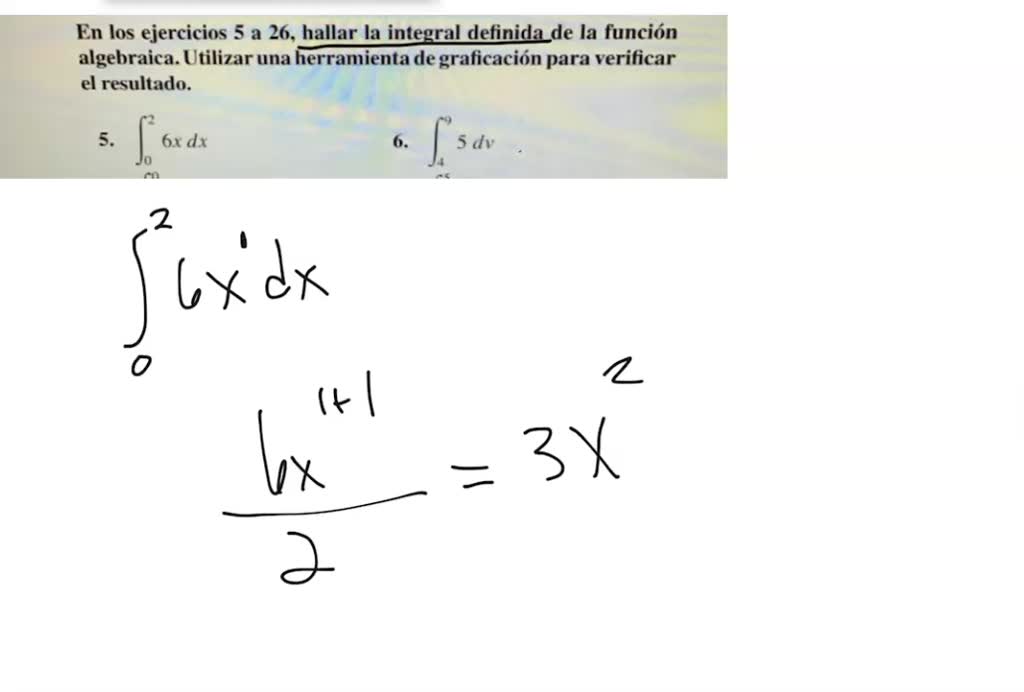 En los ejercicios 5 a 26, hallar la integral definida de la función ...