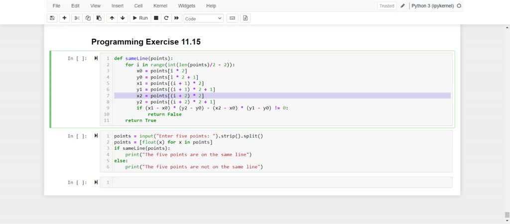 Solvedgeometry Same Line Programming Exercise 539 Gives A Method For Testing Whether Three 7733