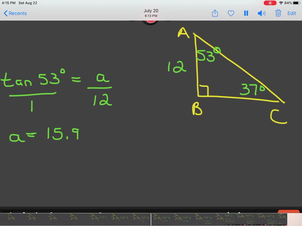 SOLVED:Use the figure for Exercises 25–28. Solve the right triangle under the given conditions ...