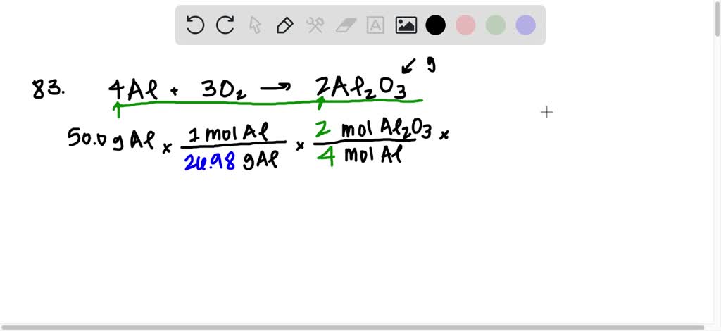 SOLVED: Aluminum reacts with oxygen to produce aluminum oxide. 4 Al(s ...