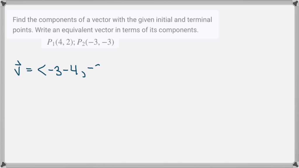 SOLVED:Find the components of a vector with the given initial and ...