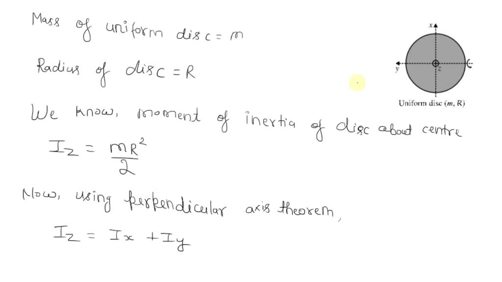 SOLVED:Calculate the moment of incrtia of a uniform circular disc about its diameter