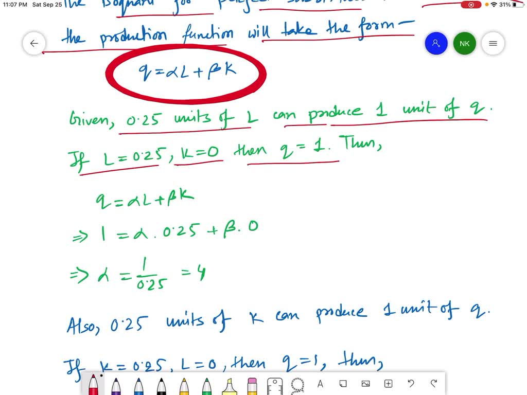 What is the production function if L and K are perfect substitutes and ...