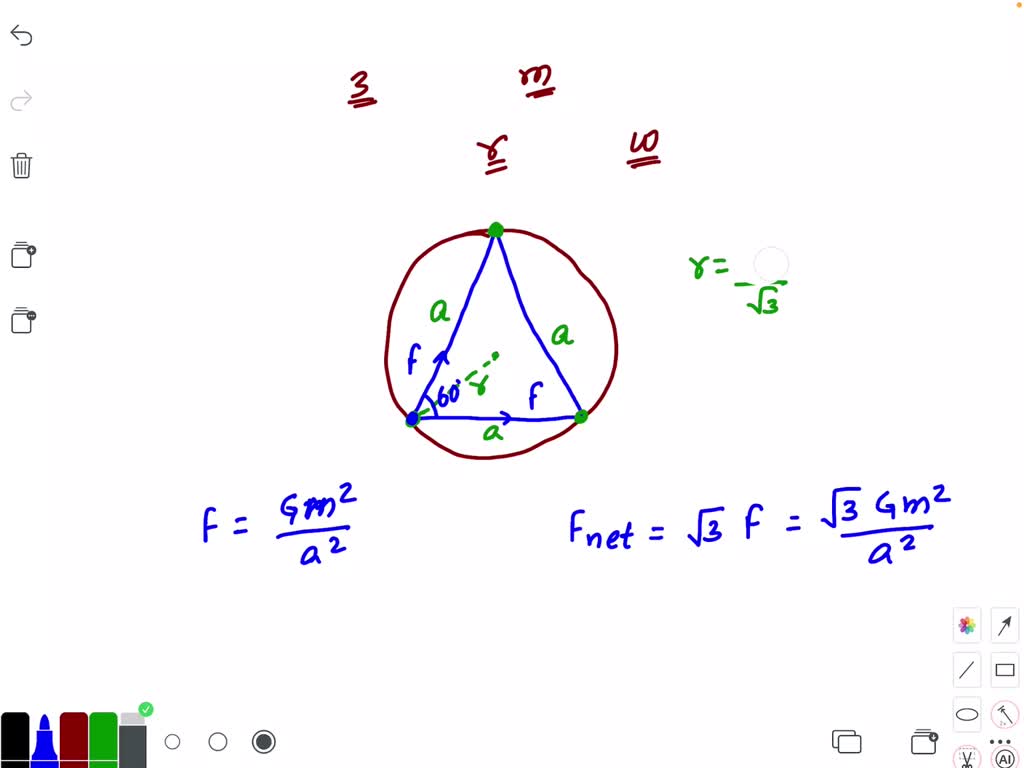 SOLVED:Three point masses each of mass m rotate in a circle of radius r ...