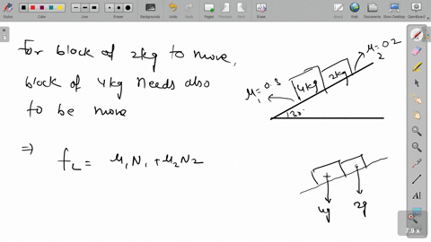 SOLVED:Two blocks, 4 kg and 2 kg are sliding down an incline plane as ...