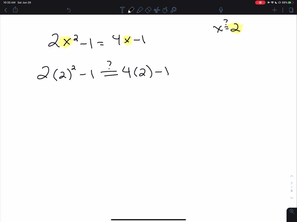 SOLVED:Are the equations x=1 and x^2=x equivalent?
