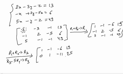 SOLVED:The system of linear equations has a unique solution. Find the solution using Gaussian ...