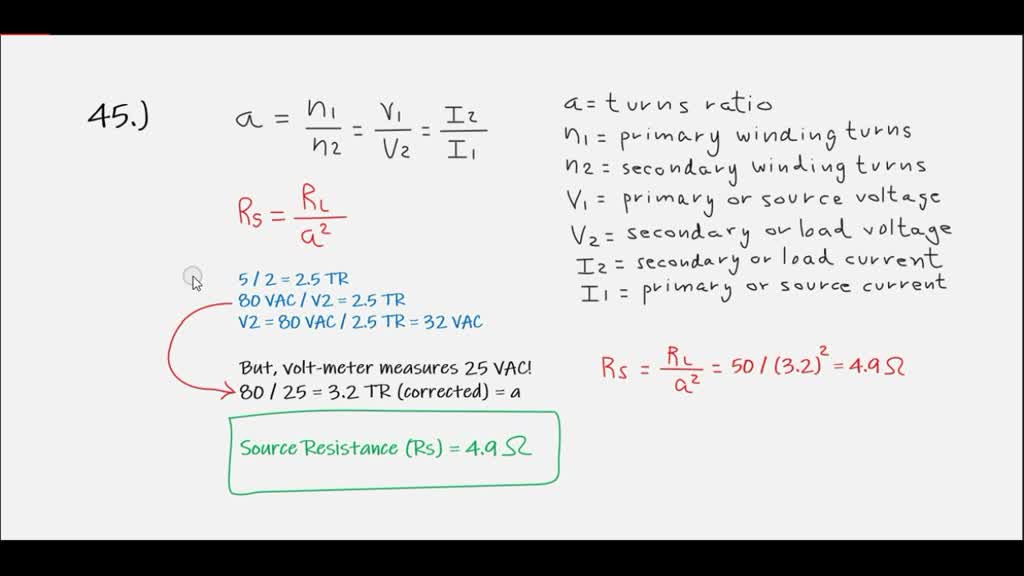 SOLVED:Consider the circuit shown in Figure P15.62. Find the secondary voltage V2 rms, the ...
