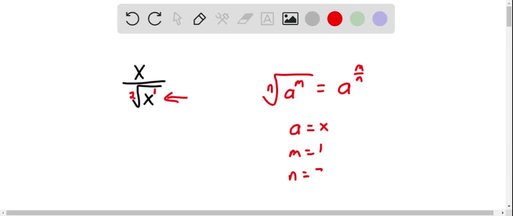 Convert the expressions to power form. (x)/(√(x)) | Numerade