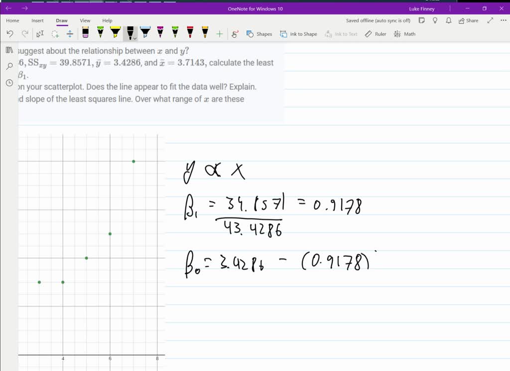 SOLVED:Consider the following pairs of measurements, saved in the LM1117 file: x 5 3 -1 2 7 6 4 ...