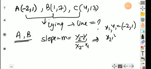 Determine whether the given points lie on a straight line. A(-3,6), B(3,3), and C(6,0) | Numerade