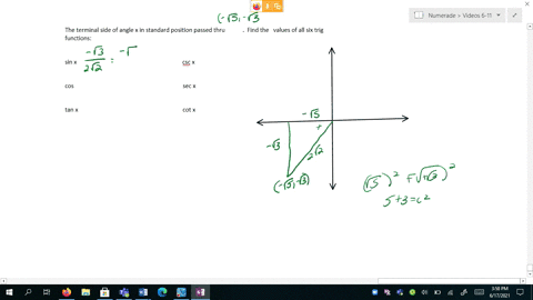 SOLVED:The terminal side of an angle θin standard position passes ...