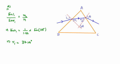 SOLVED:A prism is in the shape of an equilateral triangle. An incoming ...