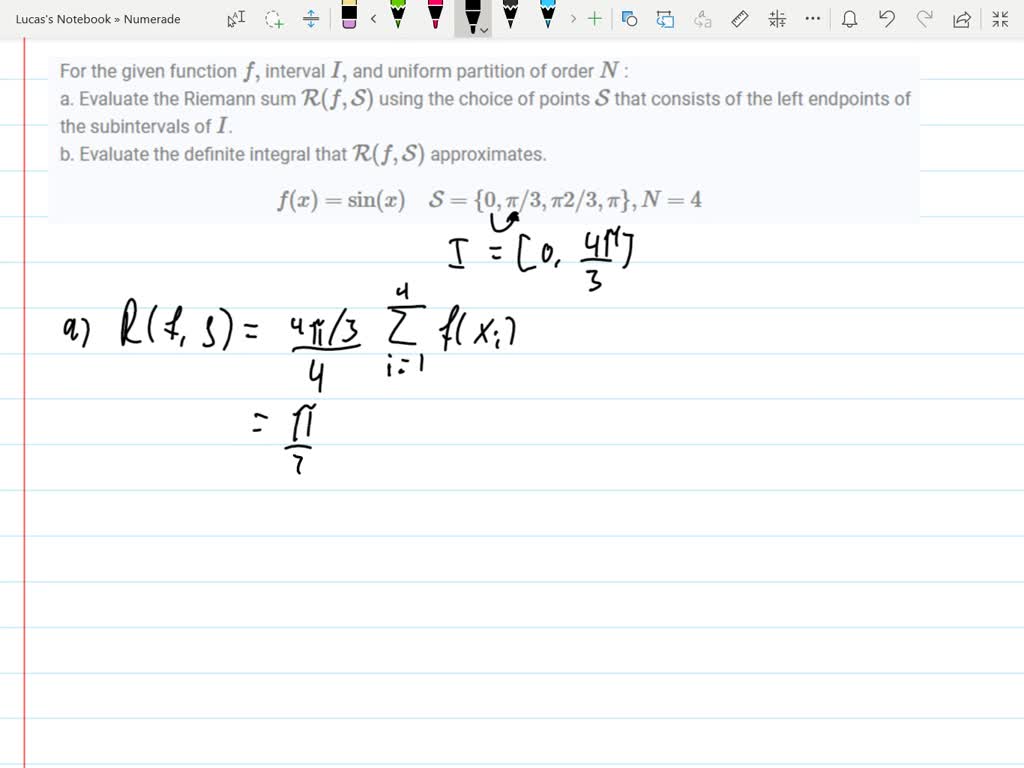 SOLVED:For the given function f, interval I, and uniform partition of order N : a. Evaluate the ...