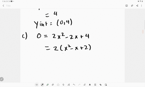 SOLVED:Determining the Vertex and Intercepts of a Quadratic Function. a ...