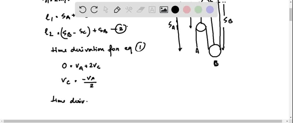 If the end of the cable at A is pulled down with a speed of 5 m / s, determine the speed at ...