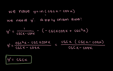 SOLVED:Differentiate the function. y = ln(cscx - cotx)