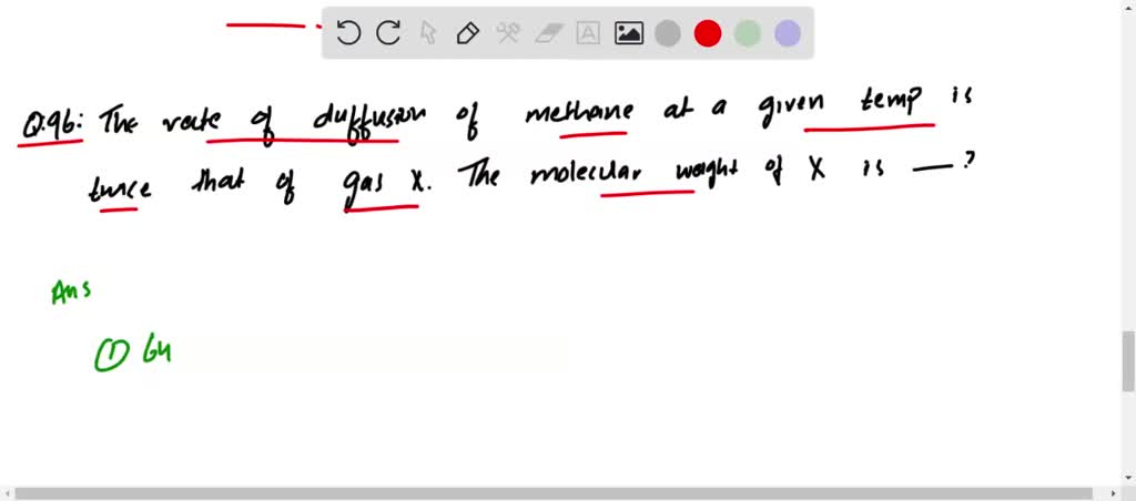 A gas mixture containing 1 / 5 hydrogen and 4 / 5 methane by volume is prepared through which ...