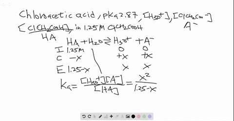 SOLVED:Chloroacetic acid, ClCH2 COOH , has a p Ka of 2.87 . What are ...