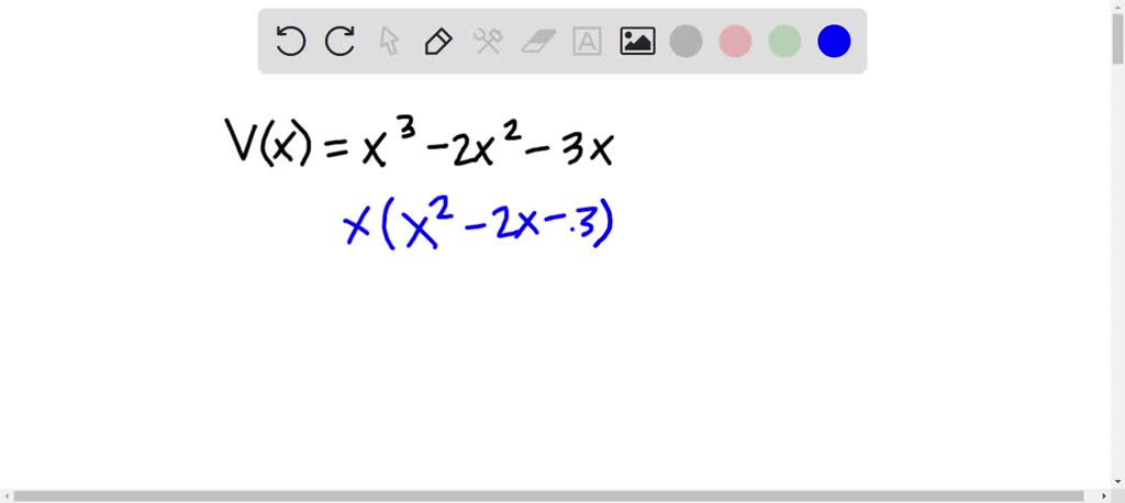 SOLVED:The function V(x)=3 x^3-2 x^2-8 x describes the volume, V(x), in cubic inches, of the box ...