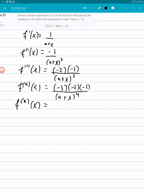 SOLVED:Derive a series expansion in x for the function and specify the ...