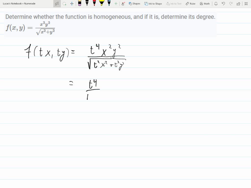 Solved Determine Whether The Function Is Homogeneous And If It Is Determine Its Degree F X Y